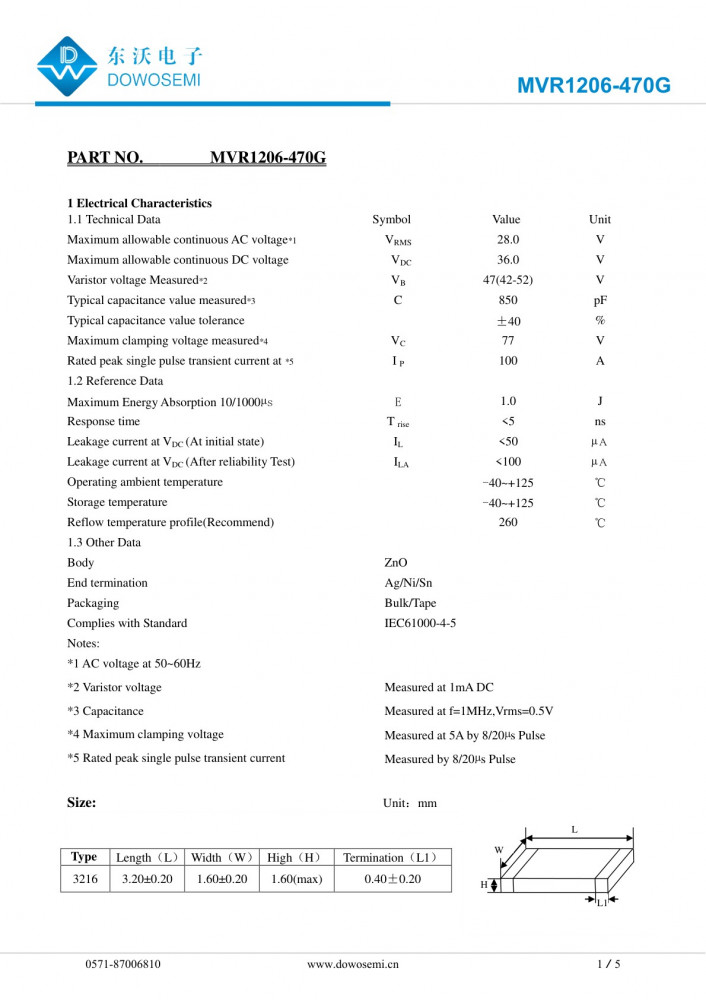MVR1206-470G datasheet page 1