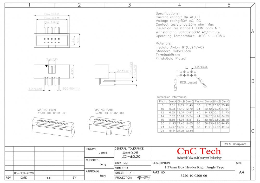 CNC Tech 3220-50-0200-00 technical drawing