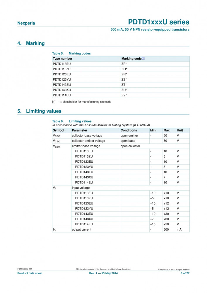 PDTD143EUX datasheet page 3