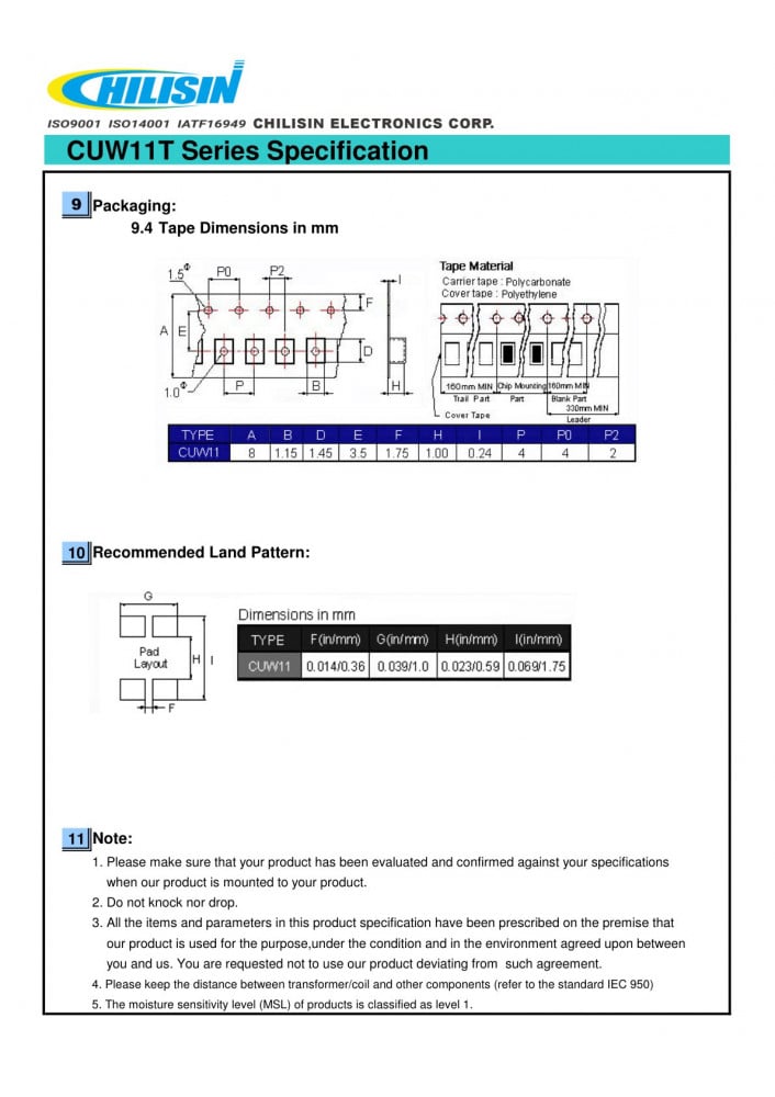 CUW11T approval specification page 6