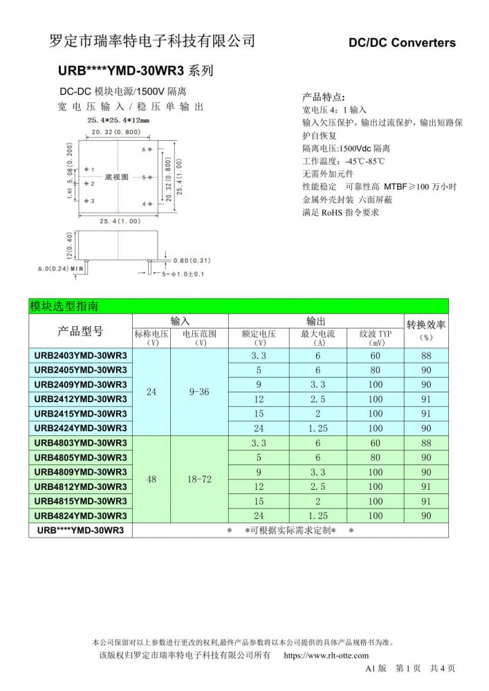 RLT URB4812YMD-30WR3 datasheet page 1