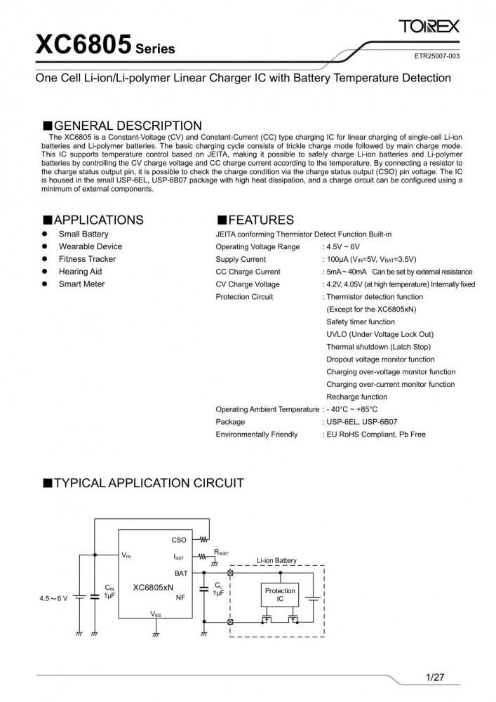 XC6805ANE14R-G datasheet page 1