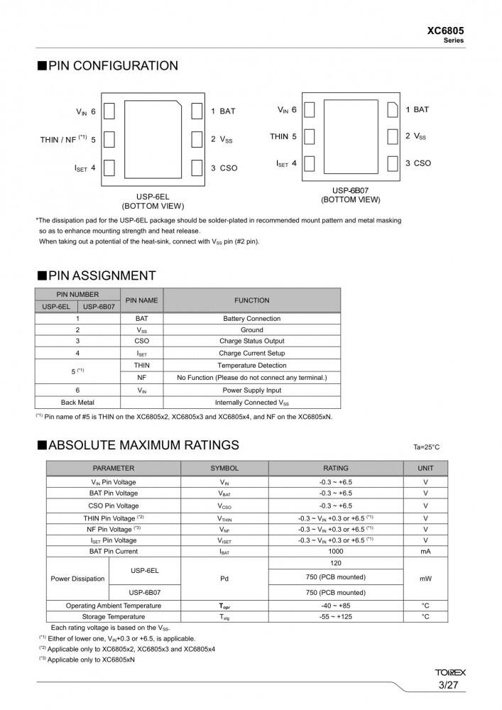 XC6805ANE14R-G datasheet page 3