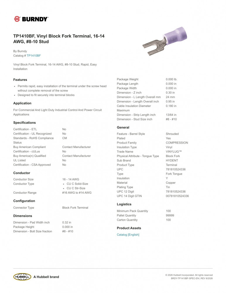 TP1410BF product documentation preview