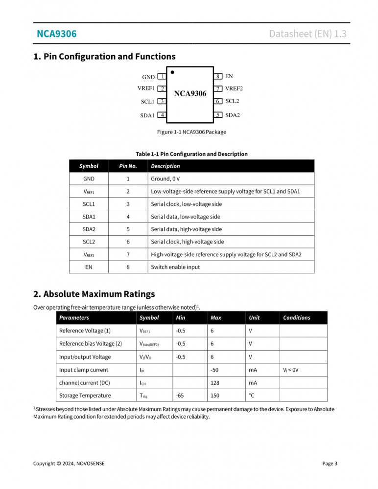 NCA9306-DVSR datasheet page 3