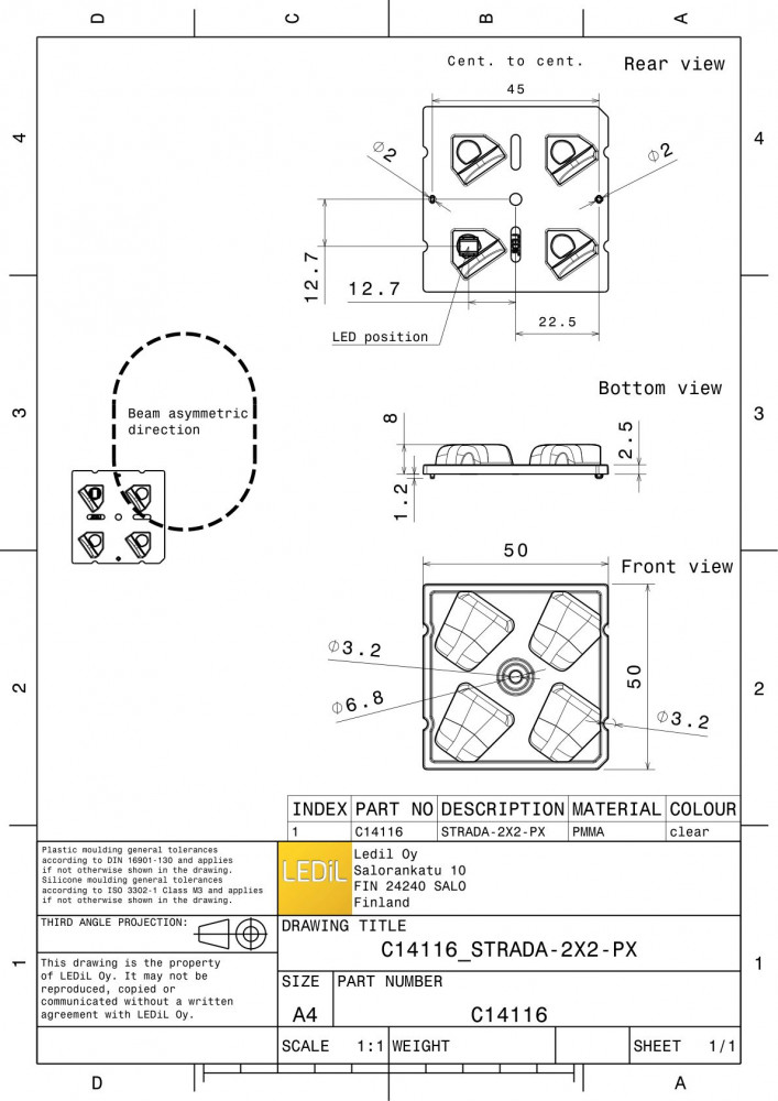 Ledil C14116 STRADA-2X2-PX product drawing visual