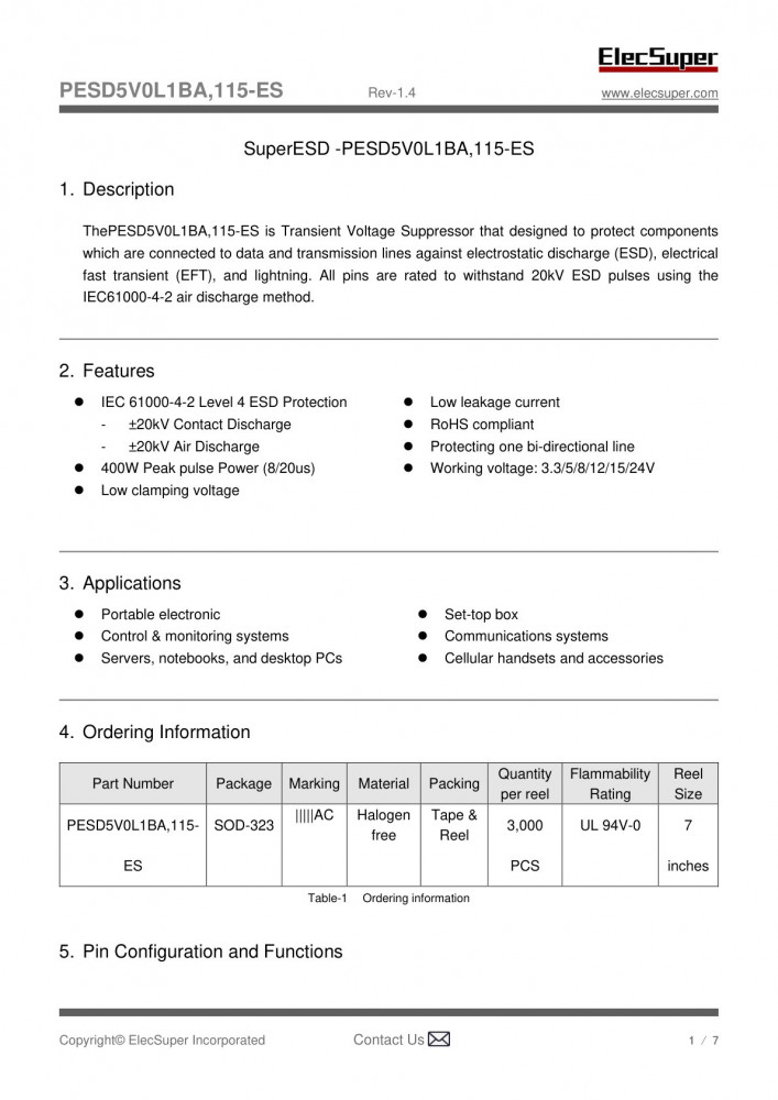 PESD5V0L1BA,115-ES datasheet page 1