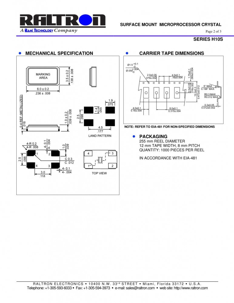 Raltron H10S technical document page 2