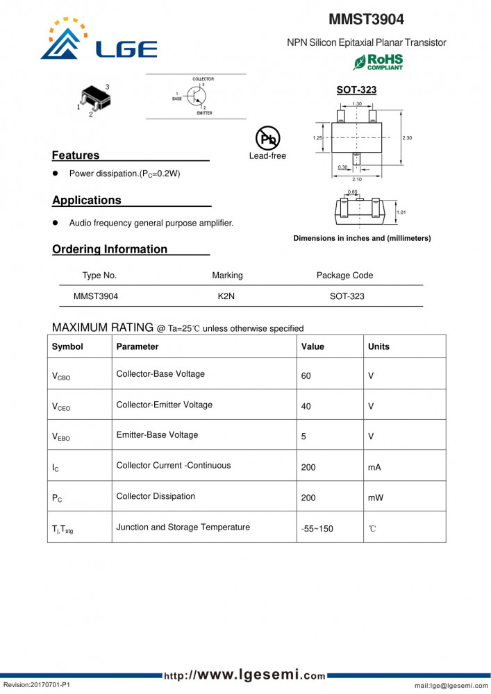 MMST3904 datasheet page 1