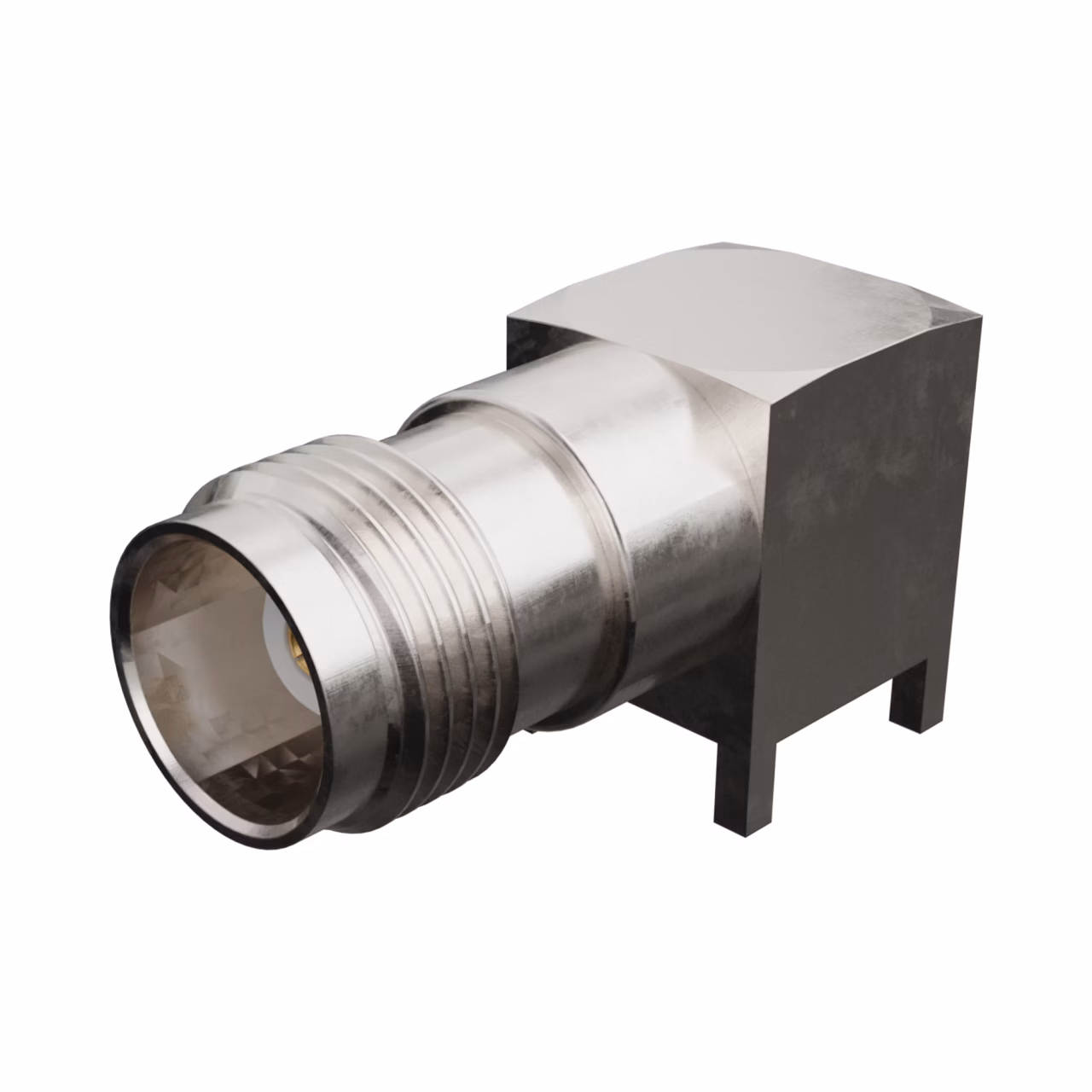 TNC Jack, Right-Angle, PCB Receptacle, Through Hole, Brass Body, Nickel (Ni) Plated, 50 Ohms for sale