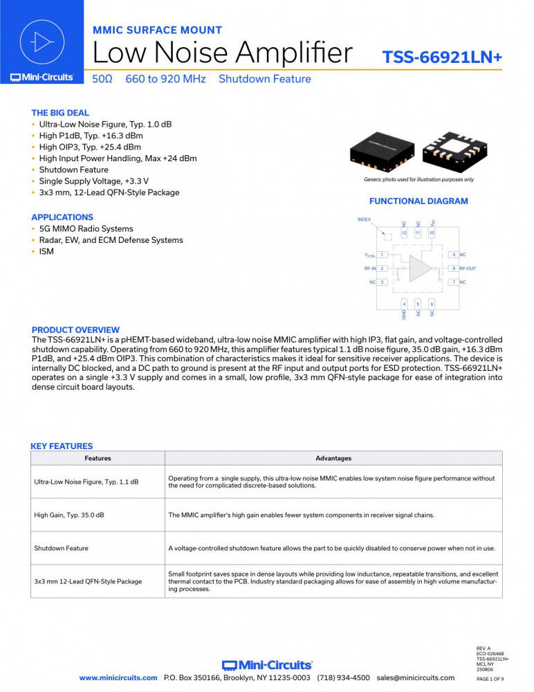 TSS-66921LN+ datasheet page 1