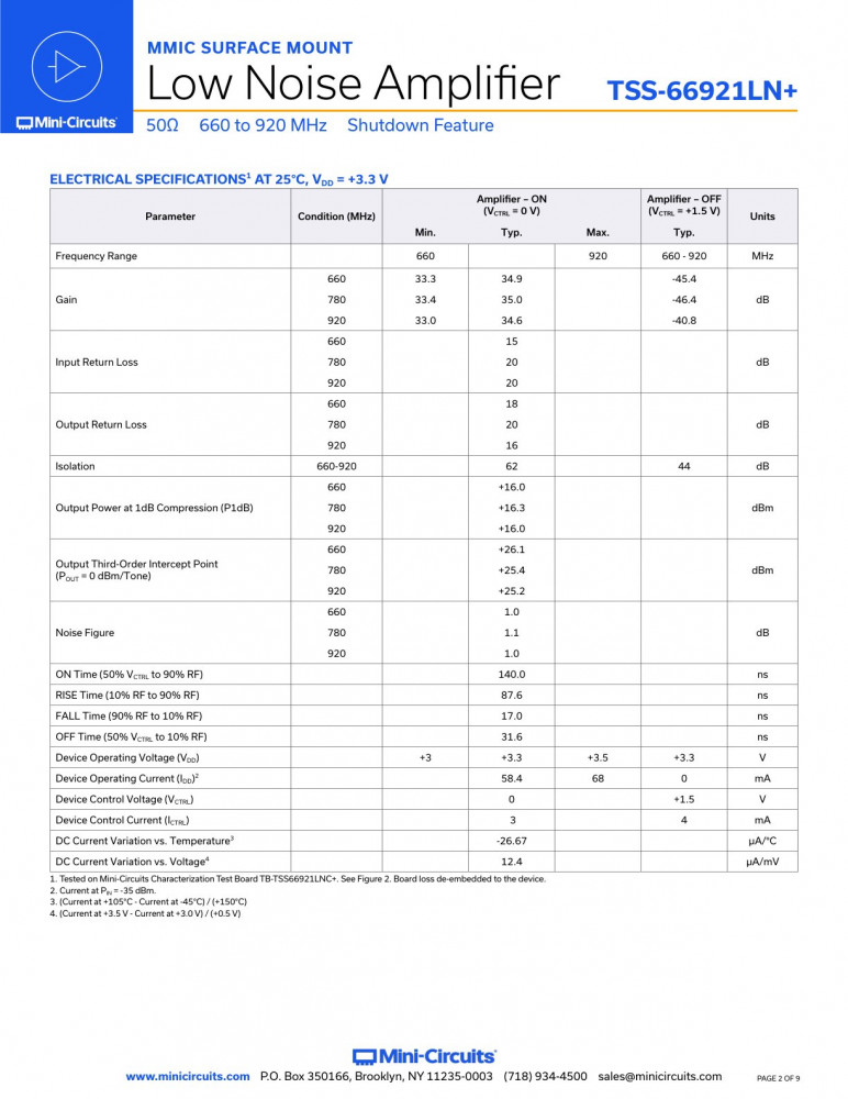 TSS-66921LN+ datasheet page 2