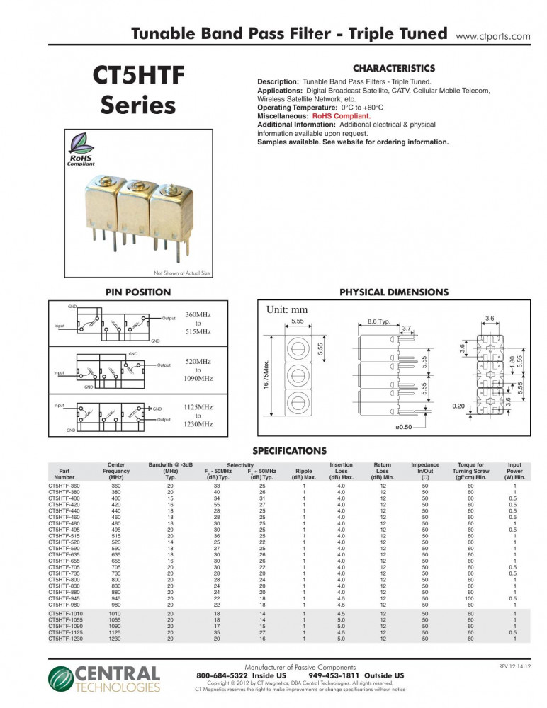 Central CT5HTF series technical document