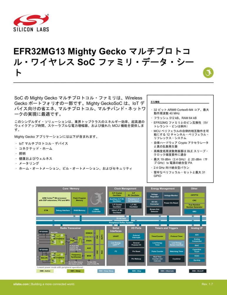 EFR32MG13 datasheet page 1