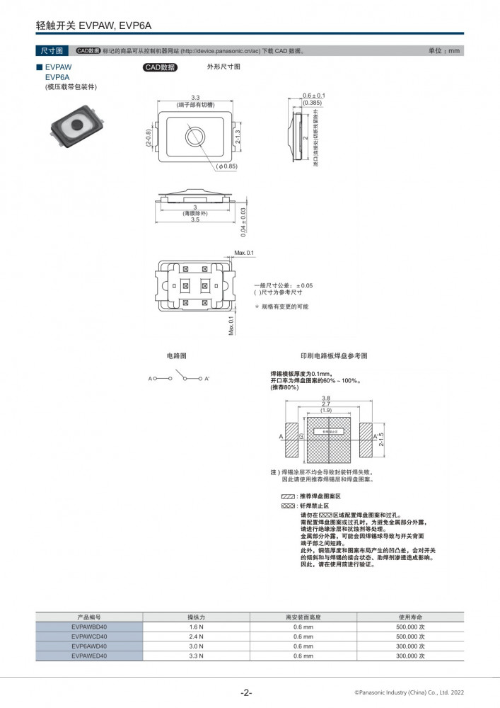 EVPAWED40 product document page 3