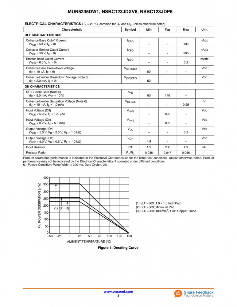 MUN5235DW1T1G datasheet page 3