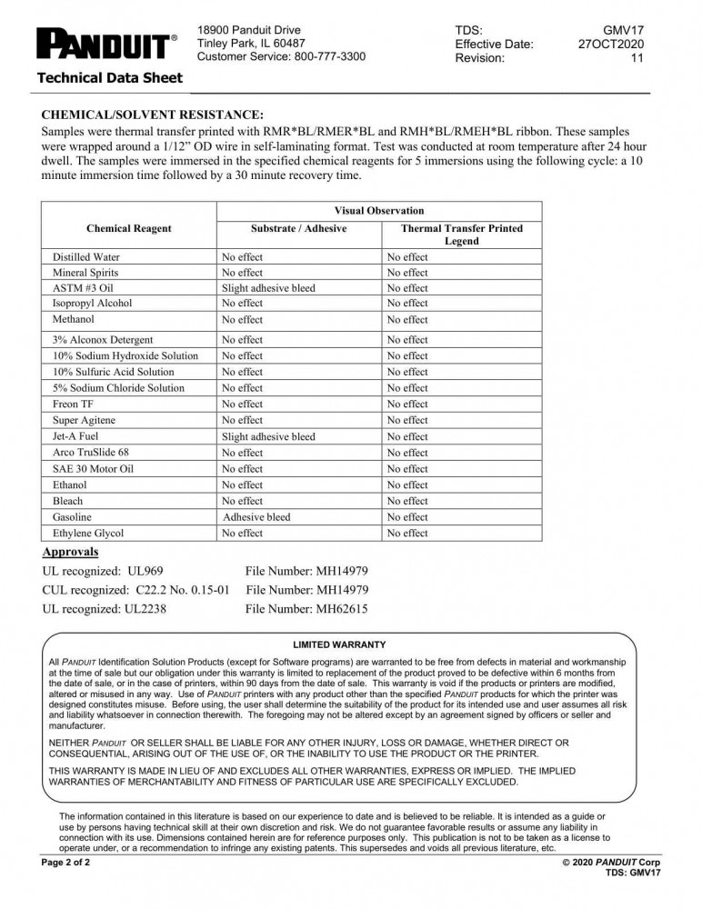 Self-laminating translucent vinyl film specification, page 2