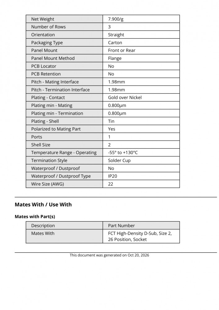 Technical document preview 3 for MOLEX 1731130148