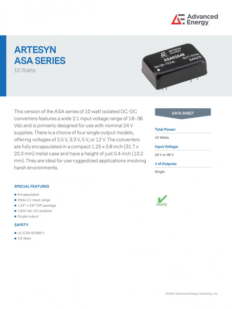 ASA series datasheet page 1