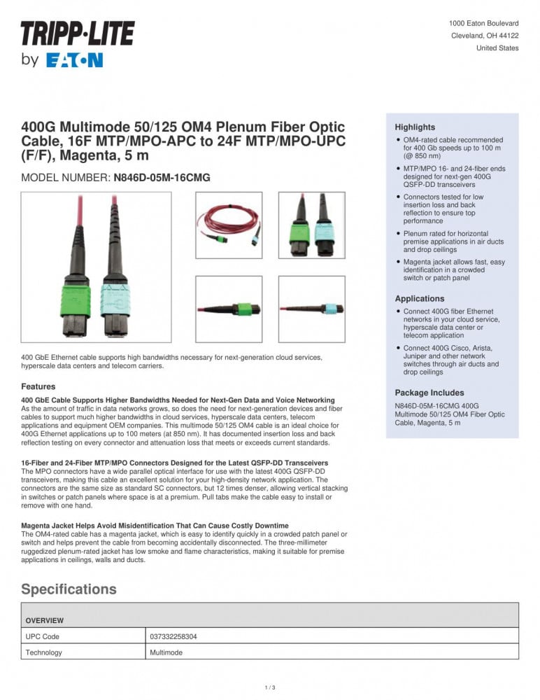 N846D-05M-16CMG technical document page 1