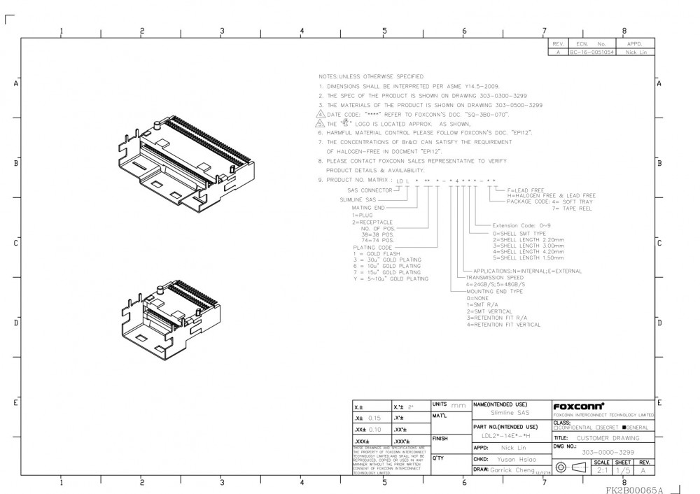 FOXCONN LDL2743-14E50-7H drawing page 1