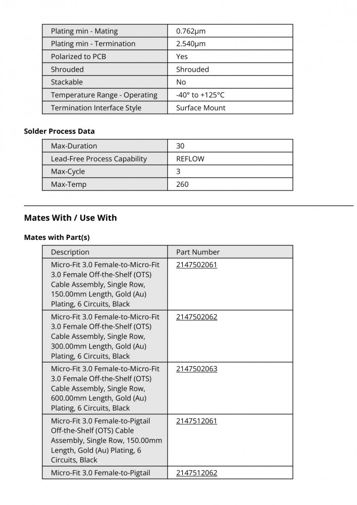 Technical document page 4 for MOLEX 436500623