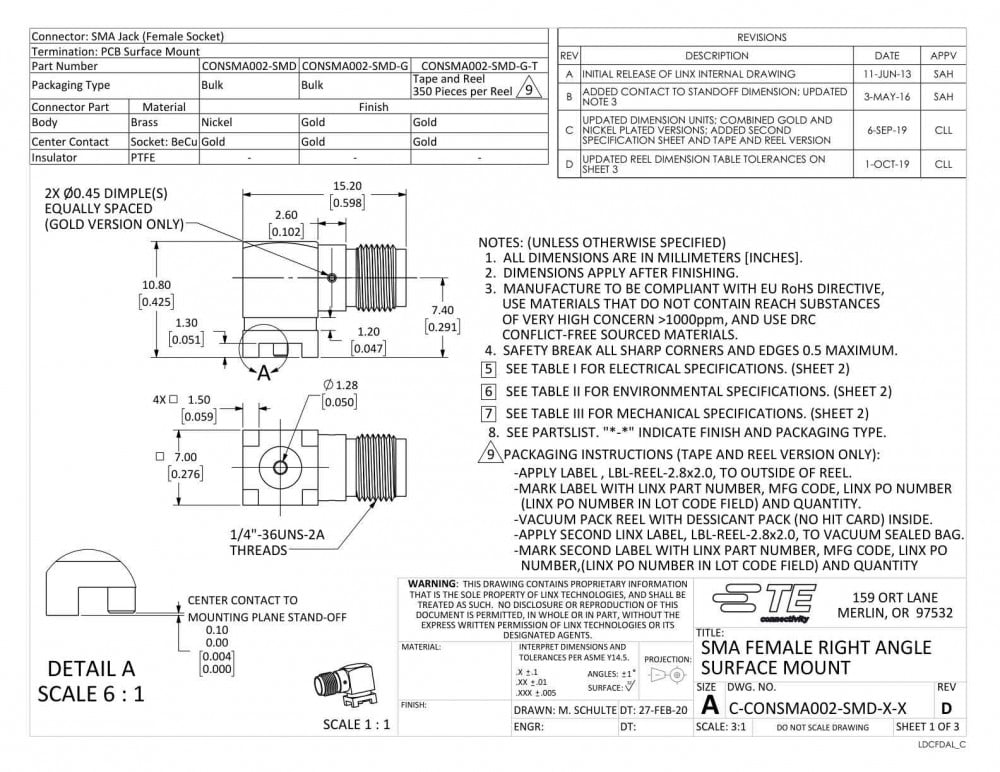 CONSMA002-SMD-G-T technical drawing sheet 1
