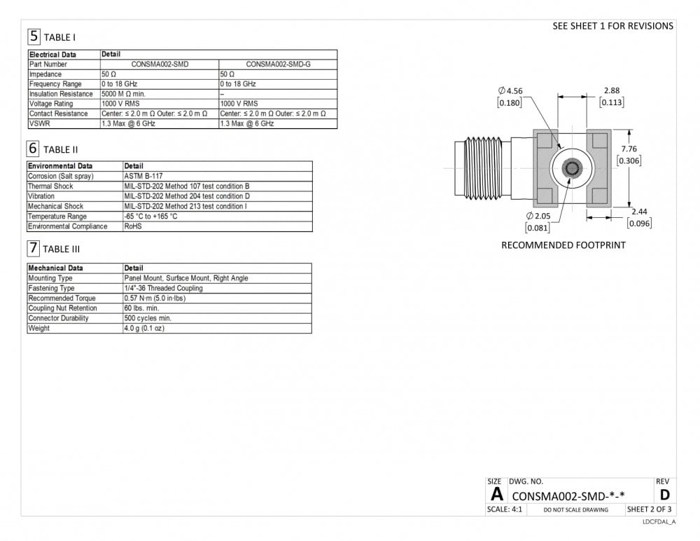 CONSMA002-SMD-G-T electrical and mechanical specifications