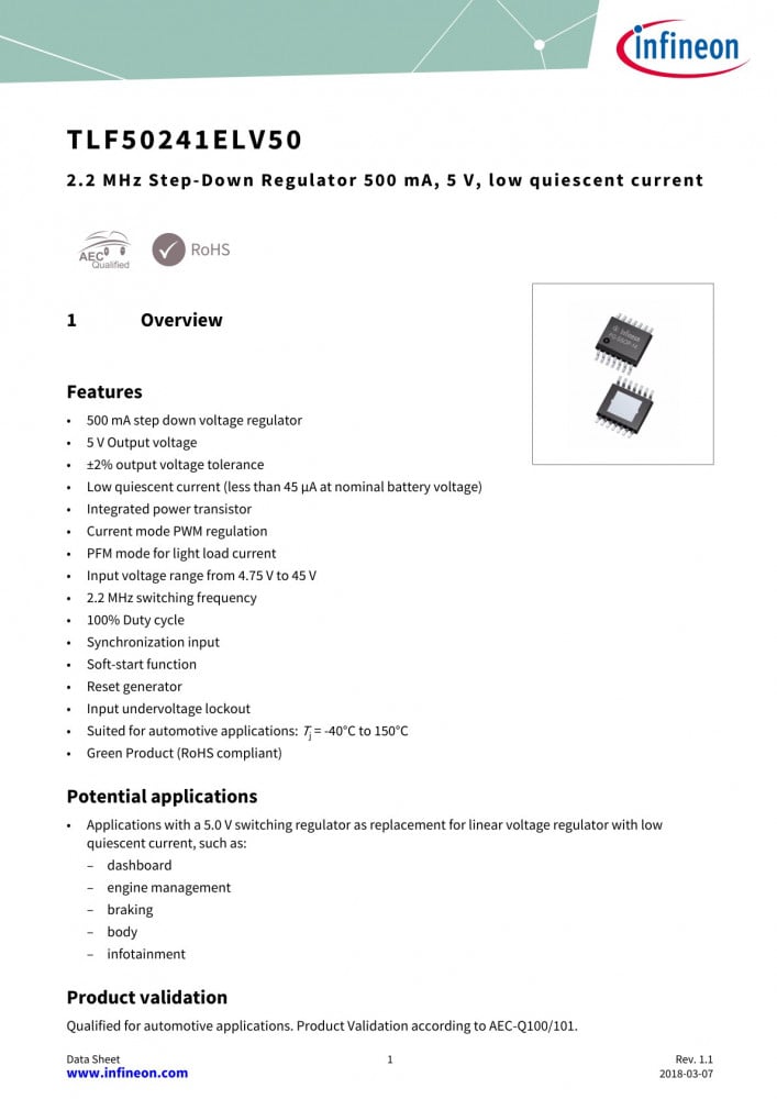 TLF50241EL datasheet page 1