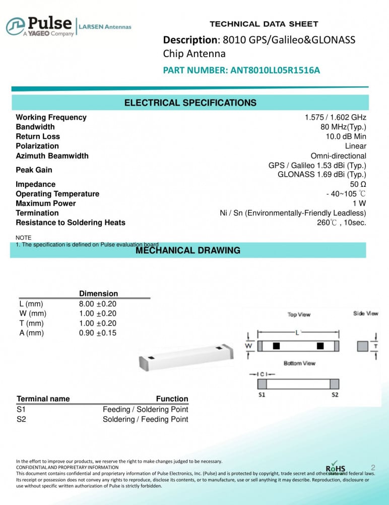ANT8010LL05R1516A datasheet page 2