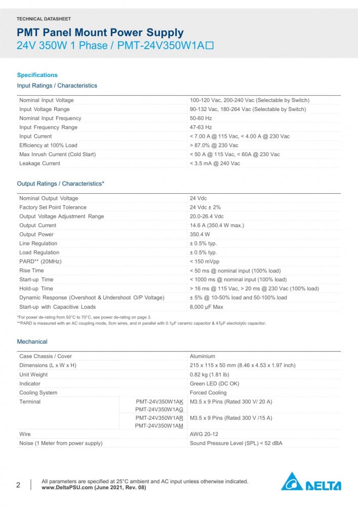 DELTA PMT-24V350W1AK datasheet page 2