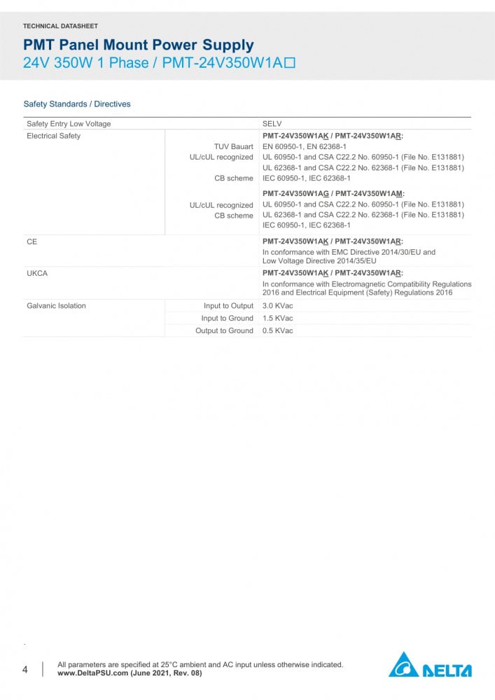 DELTA PMT-24V350W1AK datasheet page 4