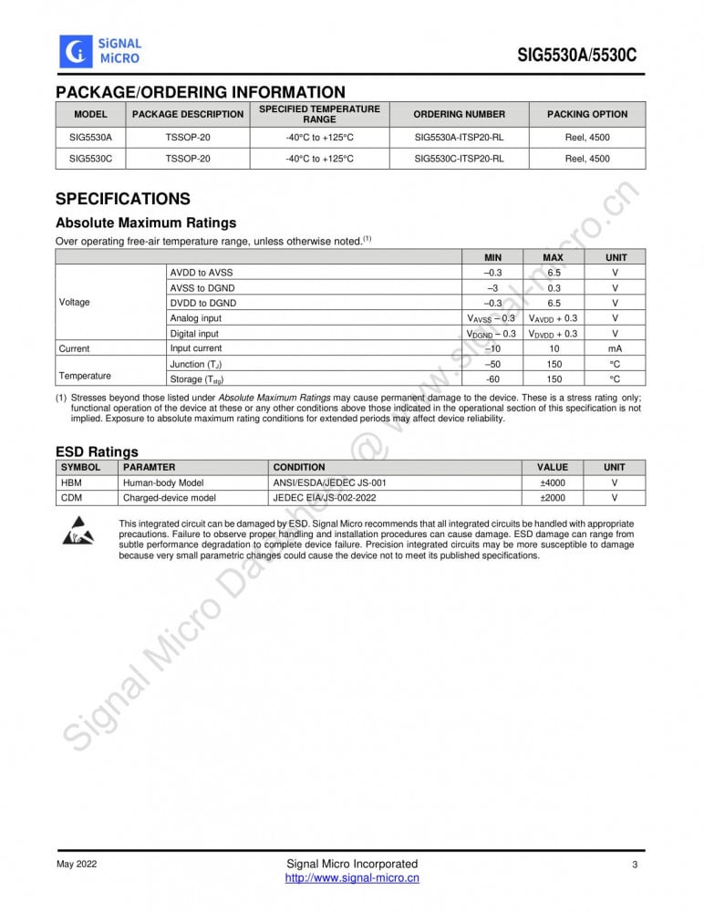 SIG5530C datasheet page 3
