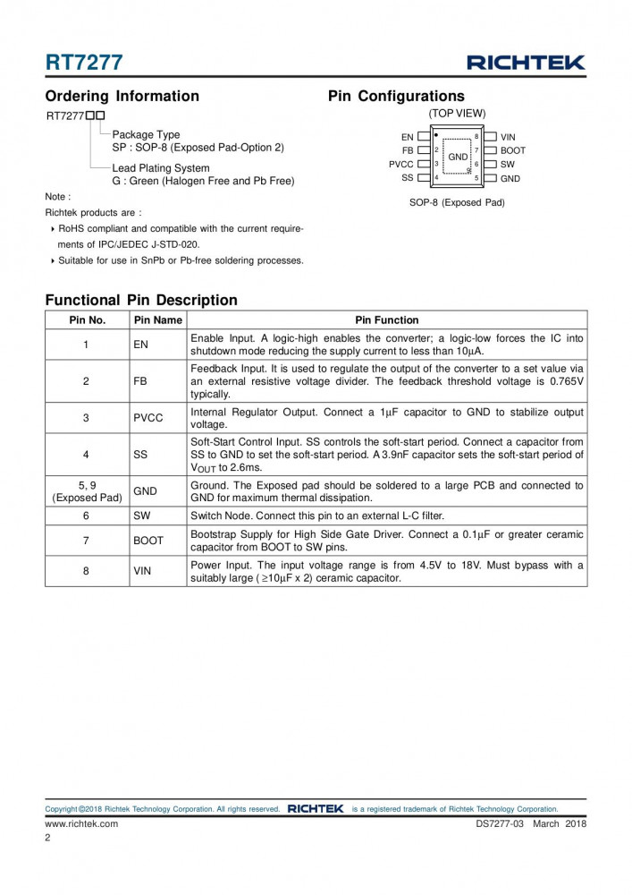 RT7277 technical document page 2