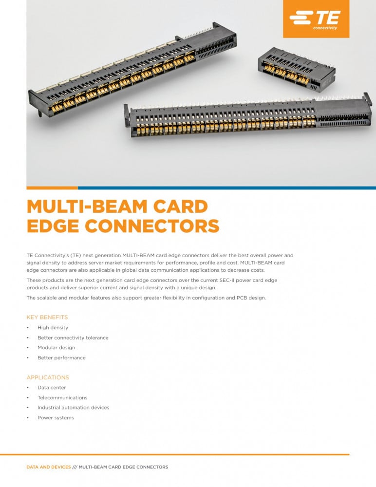 TE Connectivity MULTI-BEAM card edge connector document page 1