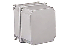 Enclosure, Die-cast Aluminum, S-8000 Series, with External Mounting Flanges, 307 x 257 x 121mm Outside Dimensions, Grey RAL 7037