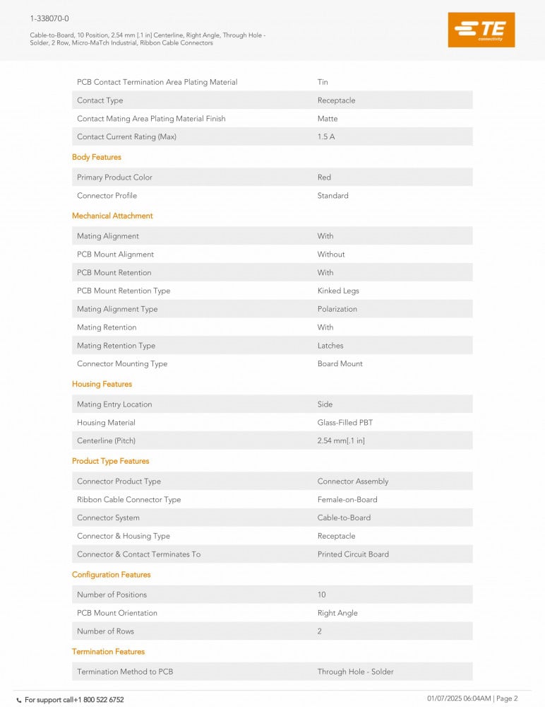 TE Connectivity 1-338070-0 technical document page 2