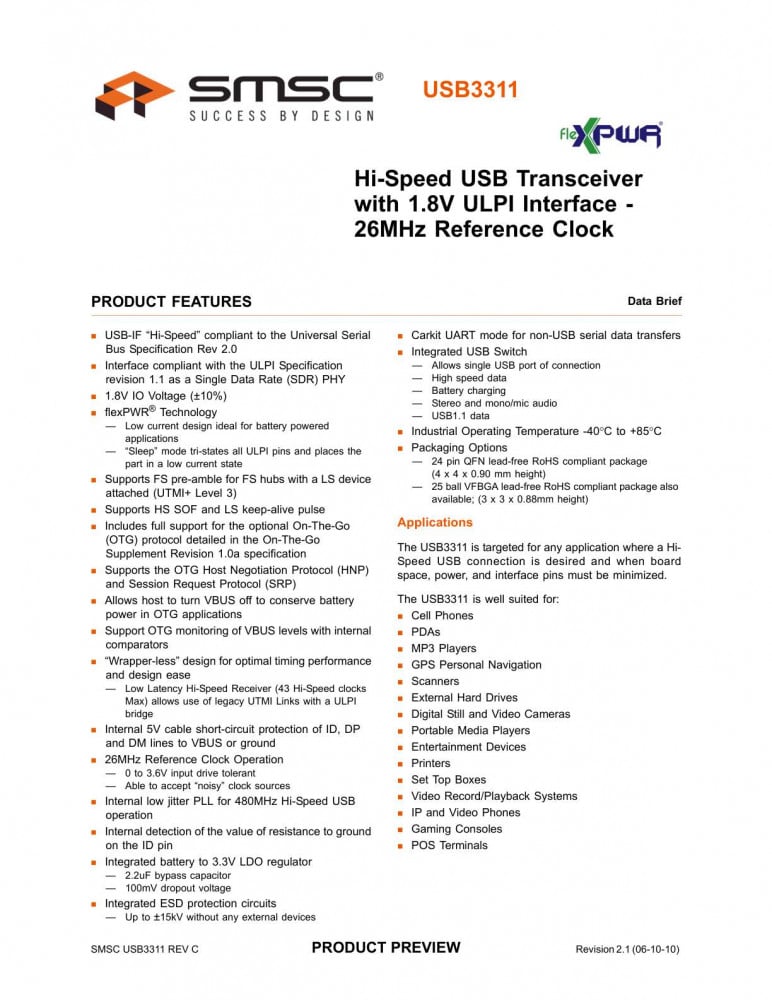 USB3311 document page 1