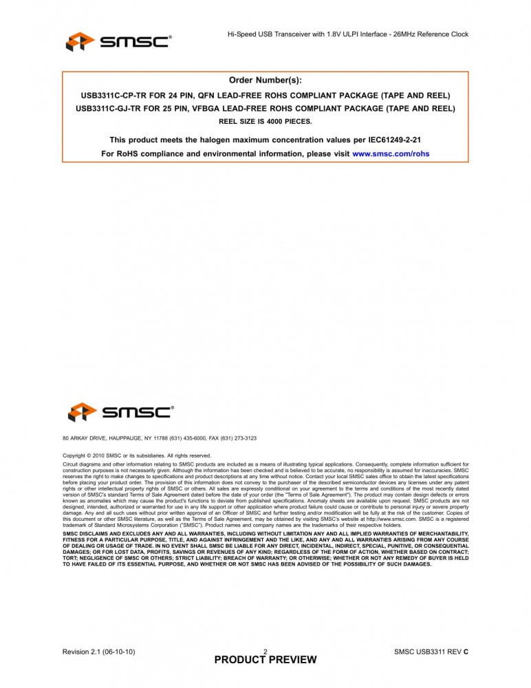 USB3311 document page 2