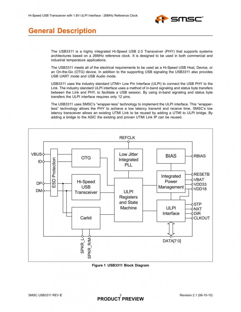 USB3311 document page 3