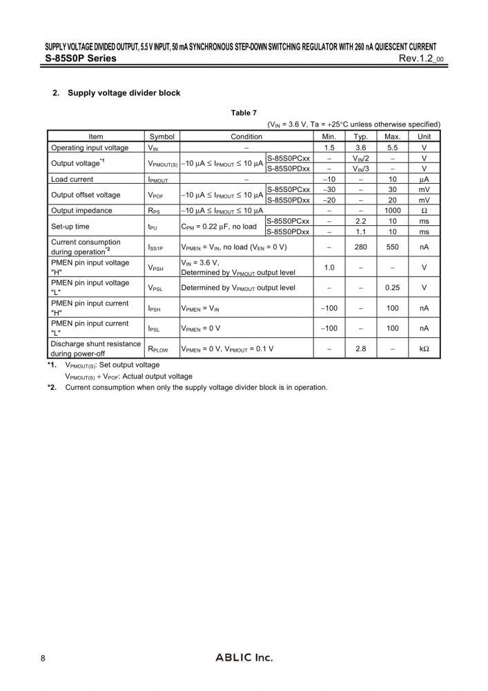 S-85S0P datasheet page 8