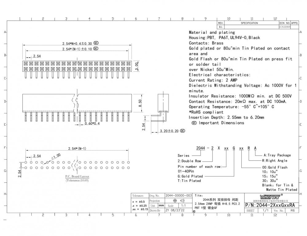 WingTAT 2044-2X40G00RA technical document page