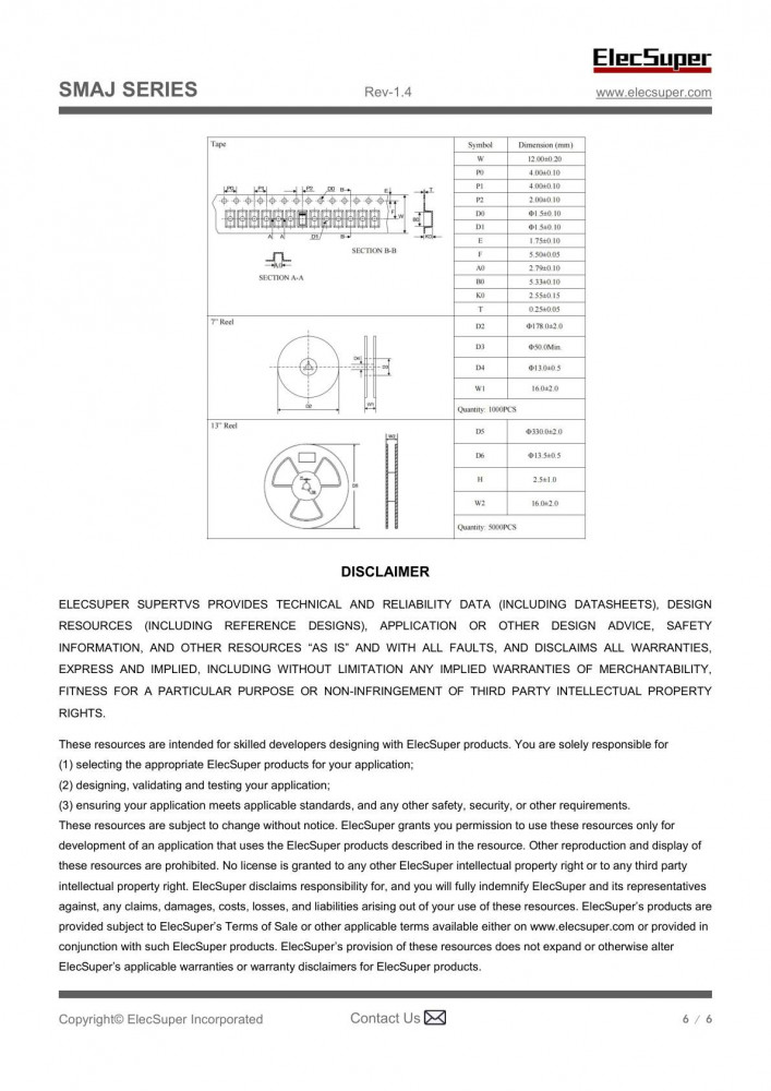 ElecSuper SMAJ series datasheet page 6
