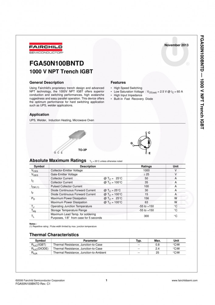 FGA50N100BNTDTU datasheet page 2