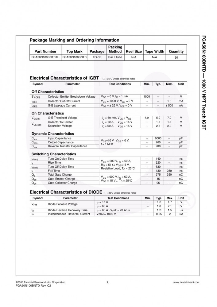 FGA50N100BNTDTU datasheet page 3