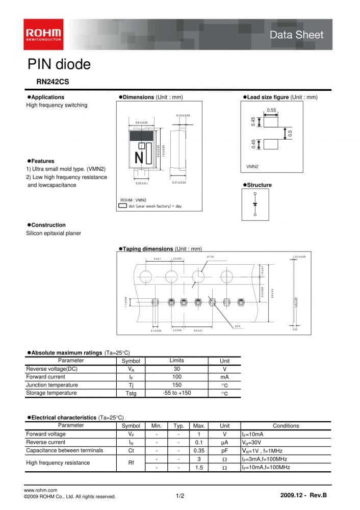 ROHM RN242CS datasheet page 1