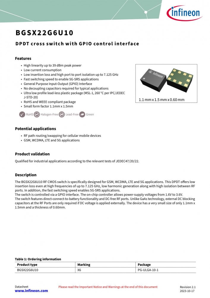 BGSX22G6U10 datasheet page 1