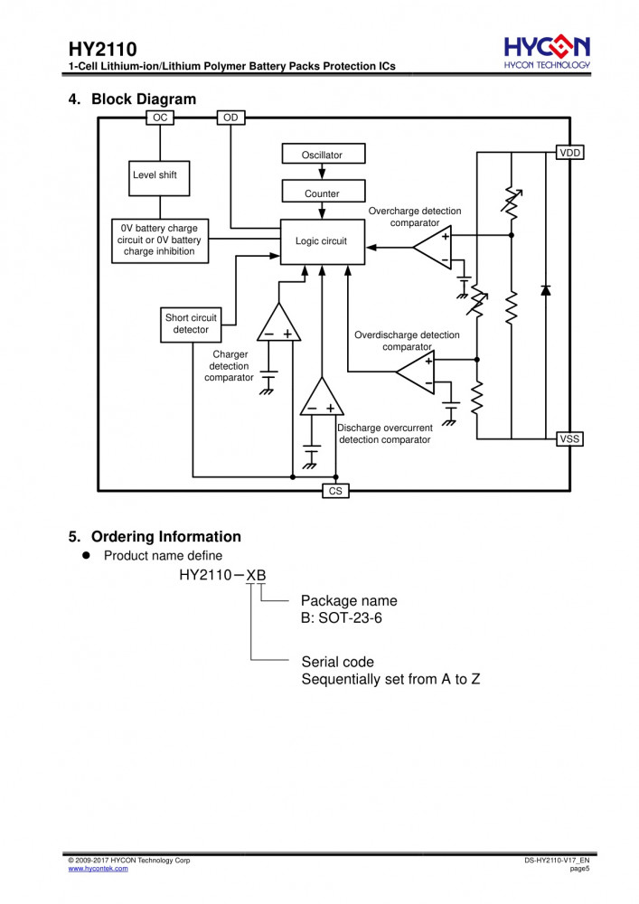 HYCON battery protection datasheet page 5