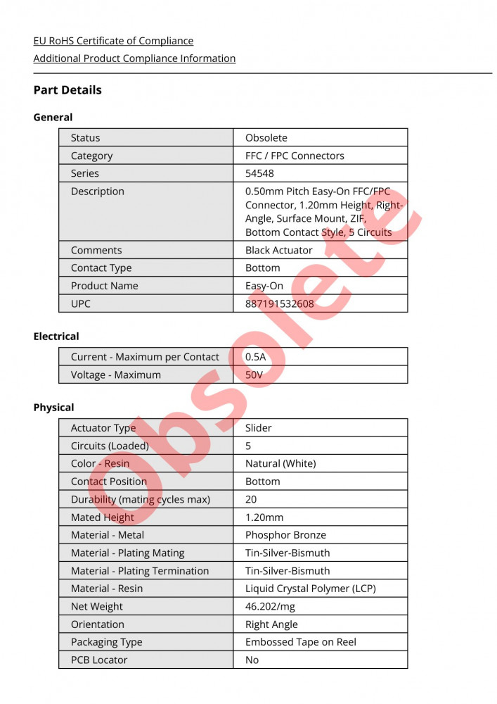 MOLEX 545480533 technical document preview, page 2
