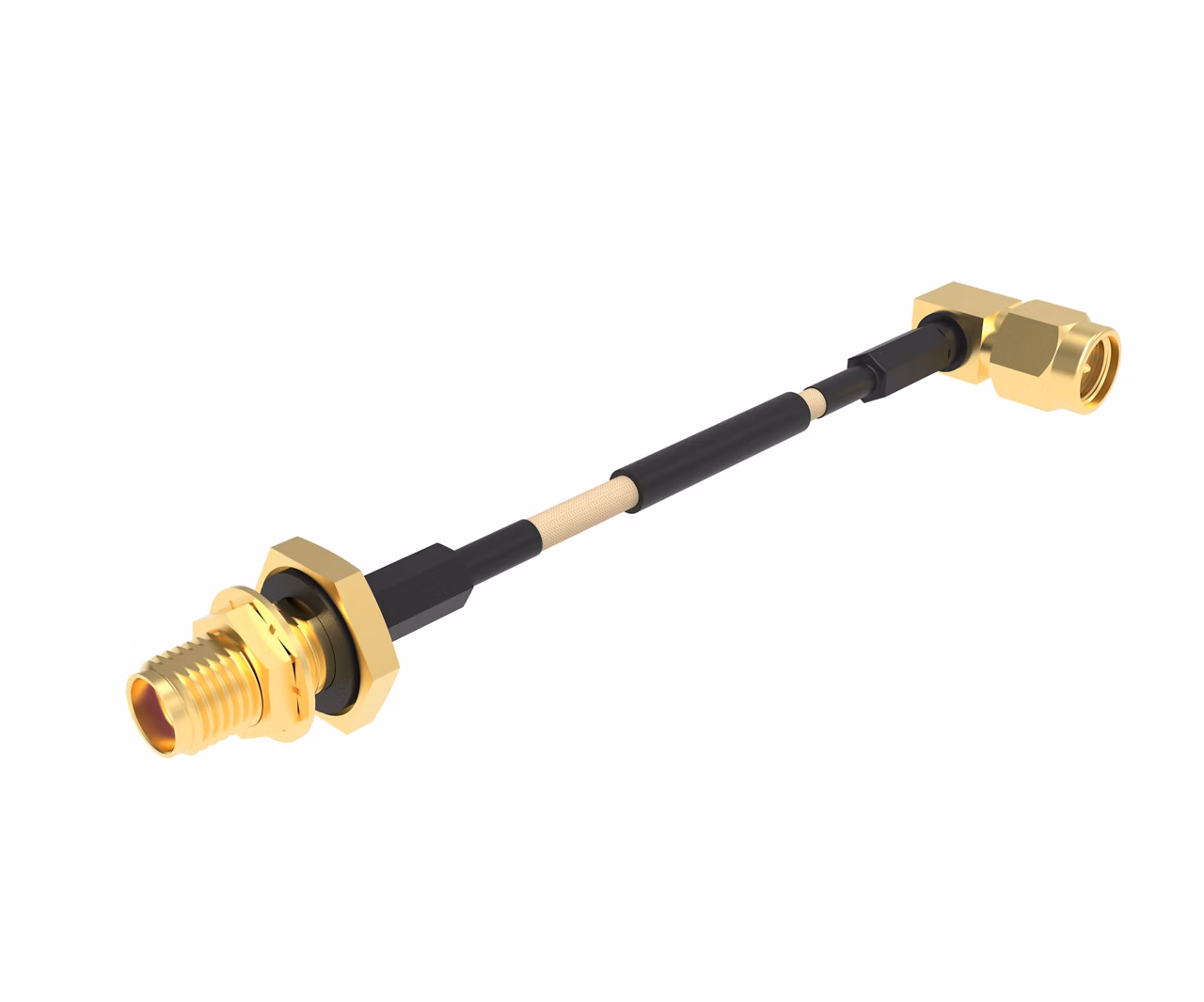 SMA Straight Bulkhead Jack to SMA Right-Angle Plug on RG-316 Double Shielded Cable, 457.20mm Length, 50 Ohms for sale